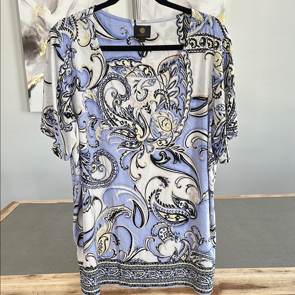 JM Collection | Tops | Jm Collection Elegant Blue And White Paisley ...